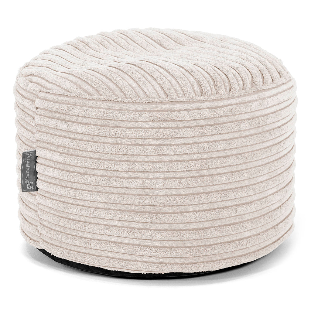 Lounge Pug Liten Rund Fotpall Klassisk Manchestertyg Gräddvit– Big ...